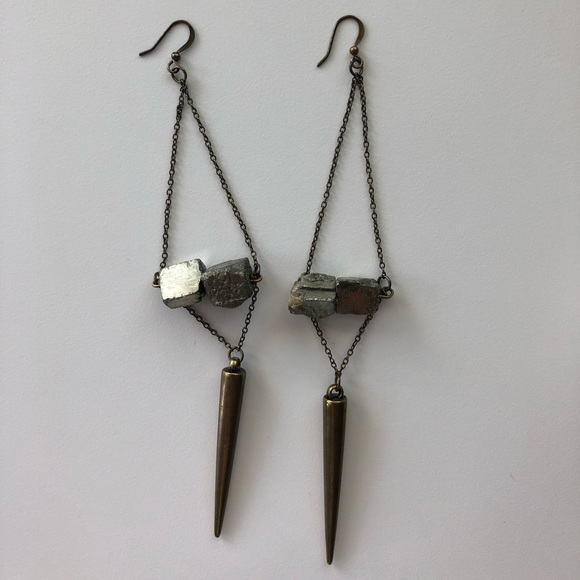 Jewelry | Punk Spike Dangle Earrings With Mineral Detail | Poshmark